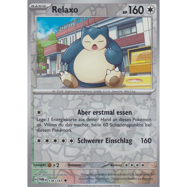 Relaxo 136/167 REVERSE HOLO Maskerade im Zwielicht Pokemon Karte kaufen