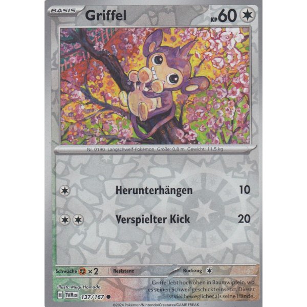 Griffel 137/167 REVERSE HOLO Maskerade im Zwielicht Pokemon Karte kaufen