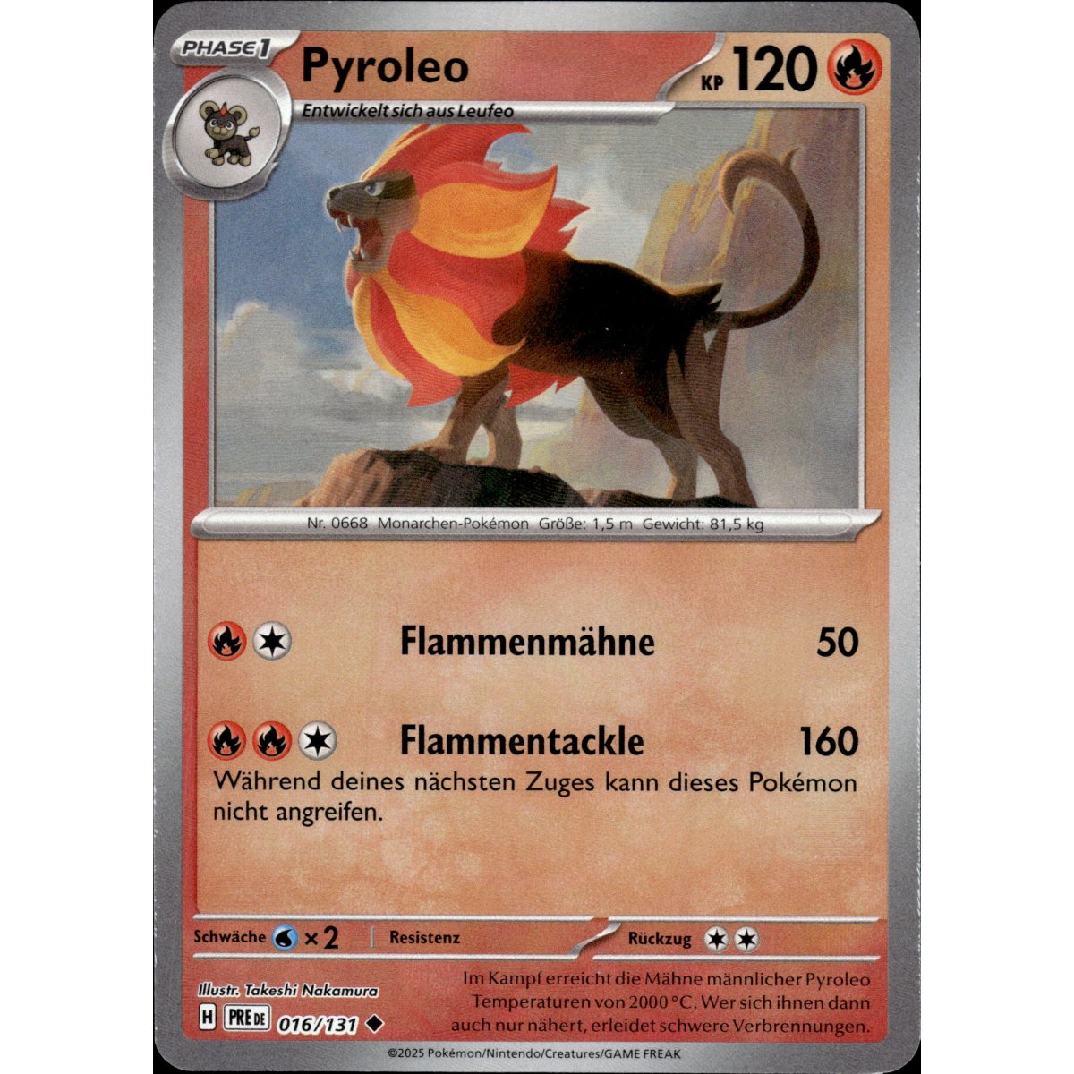 Pyroleo 016/131 MEISTERBALL HOLO Prismatische Entwicklungen Pokemon ...