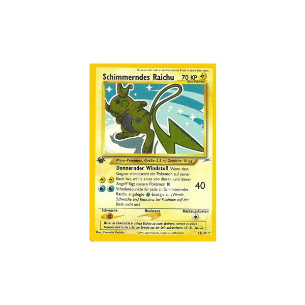 Pokemon Karte Schimmerndes Raichu 1. Edition Neo Destiny kaufen bei GttG