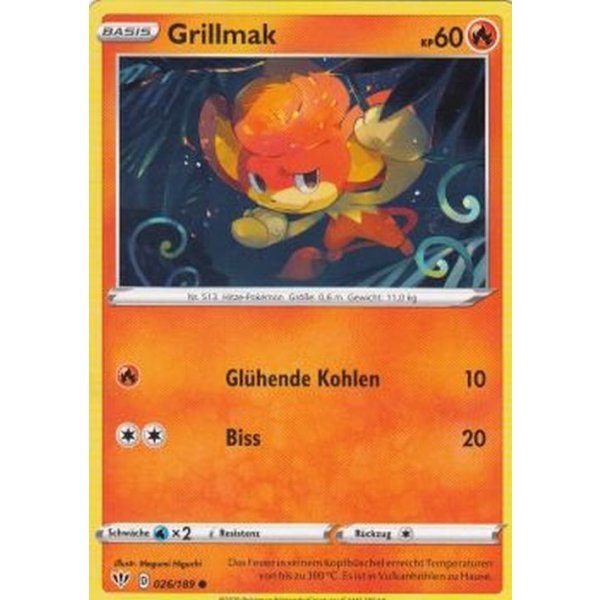 Grillmak 026/189 Flammende Finsternis Pokemon Karte kaufen
