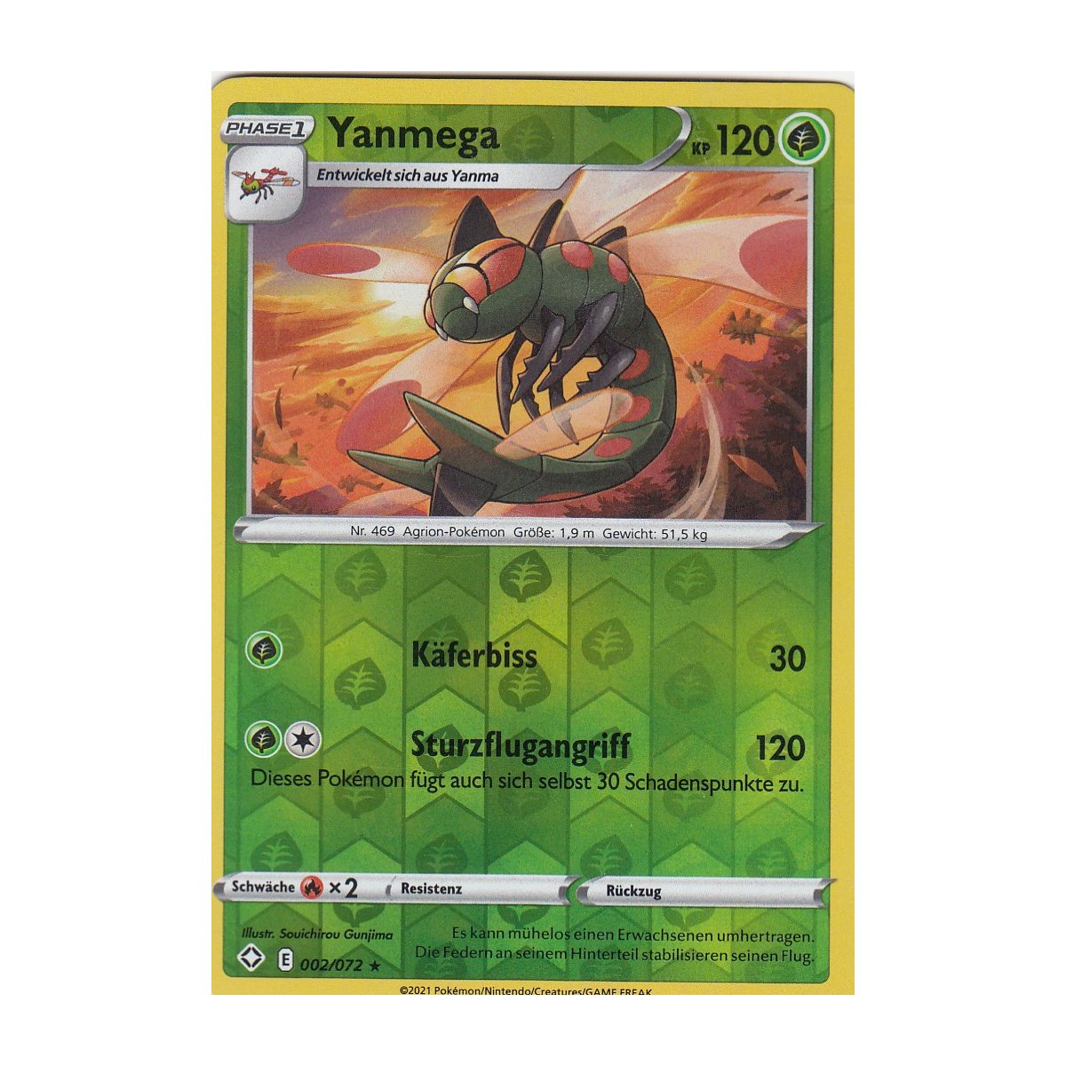 Yanmega 002/072 REVERSE HOLO Glänzendes Schicksal Pokemon Karte kaufen