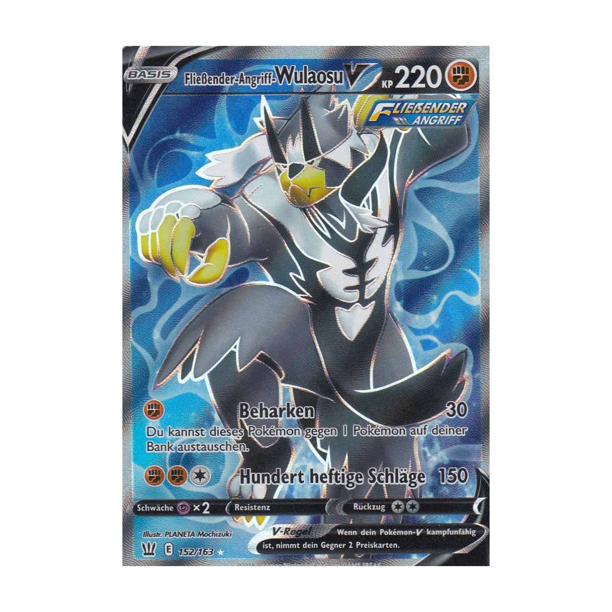Fließender-Angriff-Wulaosu-V 152/163 FULLART Kampfstile Pokemon Karte ...