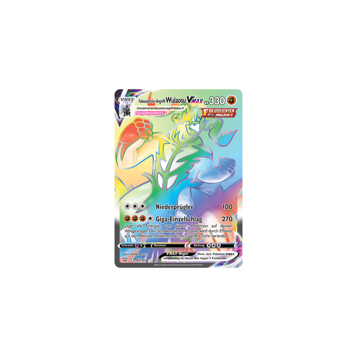 Fokussierter-Angriff-Wulaosu-VMAX 167/163 RAINBOW Kampfstile Pokemon ...